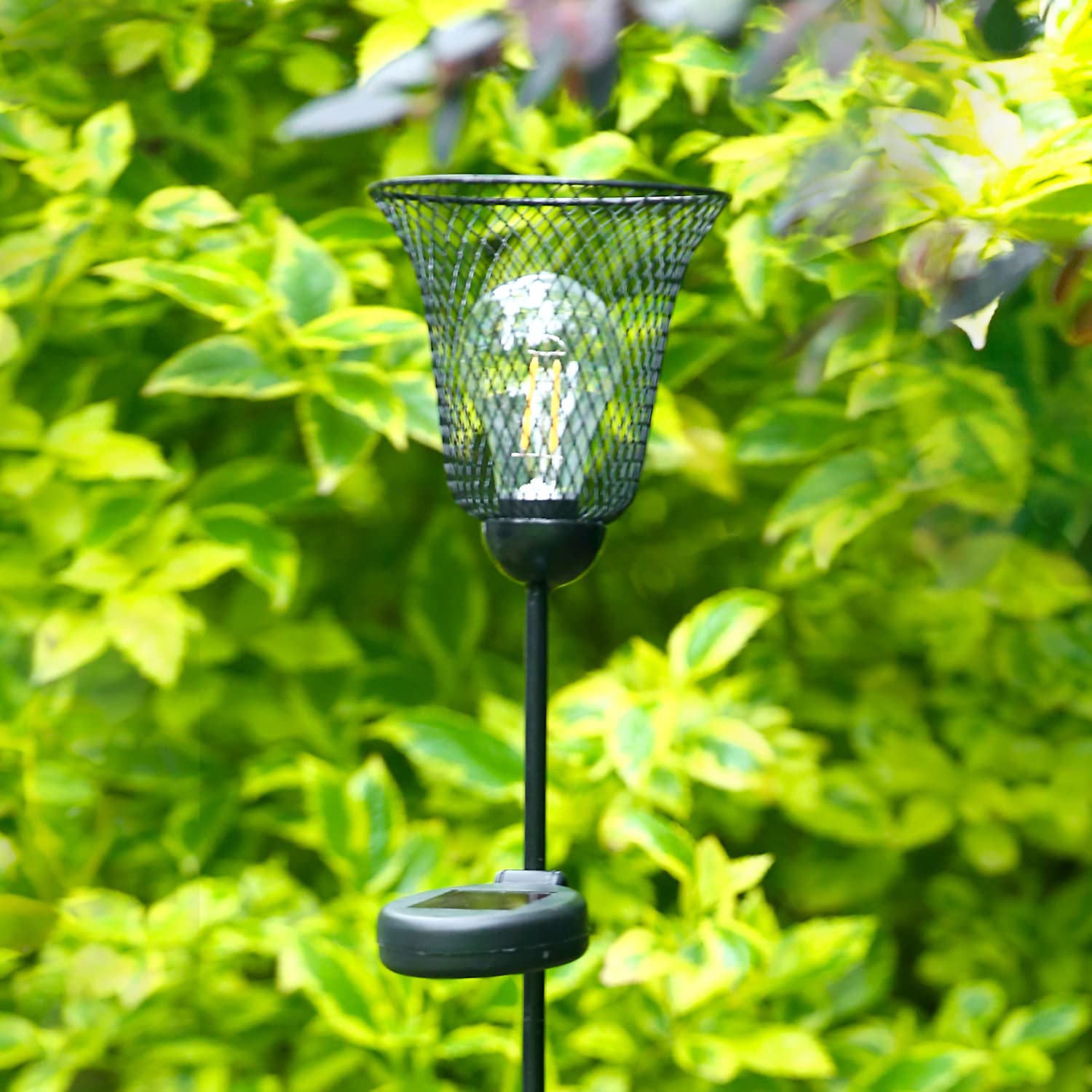 Solar Bulb Garden Light Stake - Metal Solar Bulb Stake with Warm White Edison Bulb Garden Art Lamp for Outdoor, Pathway, Yard, Lawn,Housewarming Gift