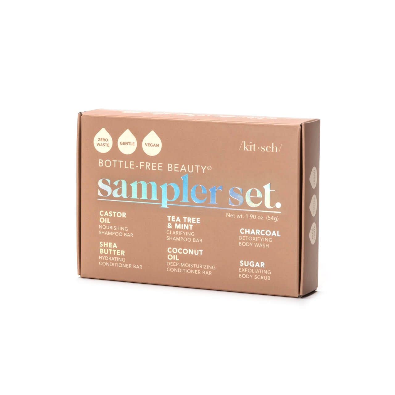 Kitsch 6 Piece Luxury Bar Sampler Set with Shampoo Bars, Conditioner Bars & Body Wash Bars - Made in US - All Natural - Bottle-Free Beauty Bars