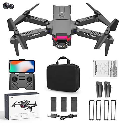 Mini Drone with Dual 4k Hd FPV Camera Remote Control Toys Gifts for Boys Girls with Altitude Hold Headless Mode 1-Key Start Speed Adjustment with 3-Battery (Black)