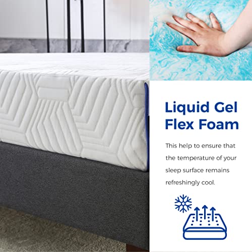 MLILY EGO Blue 8 Inch Twin Memory Foam Mattress, Bed in a Box, Green Tea and Cooling Gel Infused, CertiPUR-US Certified, Made in USA, Medium-Firm, 38βx75βx8β, White