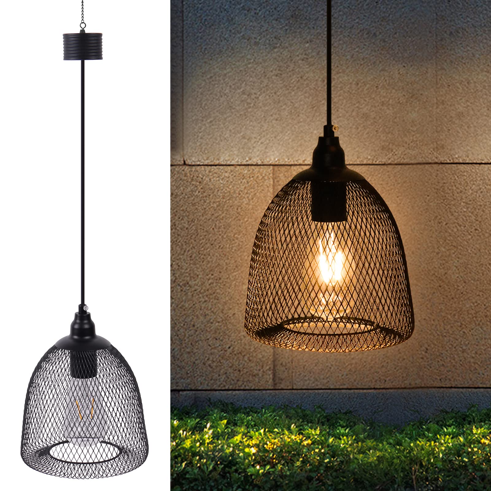 Solar Hanging Lantern, Outdoor Waterproof Solar Chandelier Pendant Lamp Lights Metal Hanging Lighting Decor for Bar Patio Yard Garden Porch Indoor Home (Solar Powered Auto On/Off )