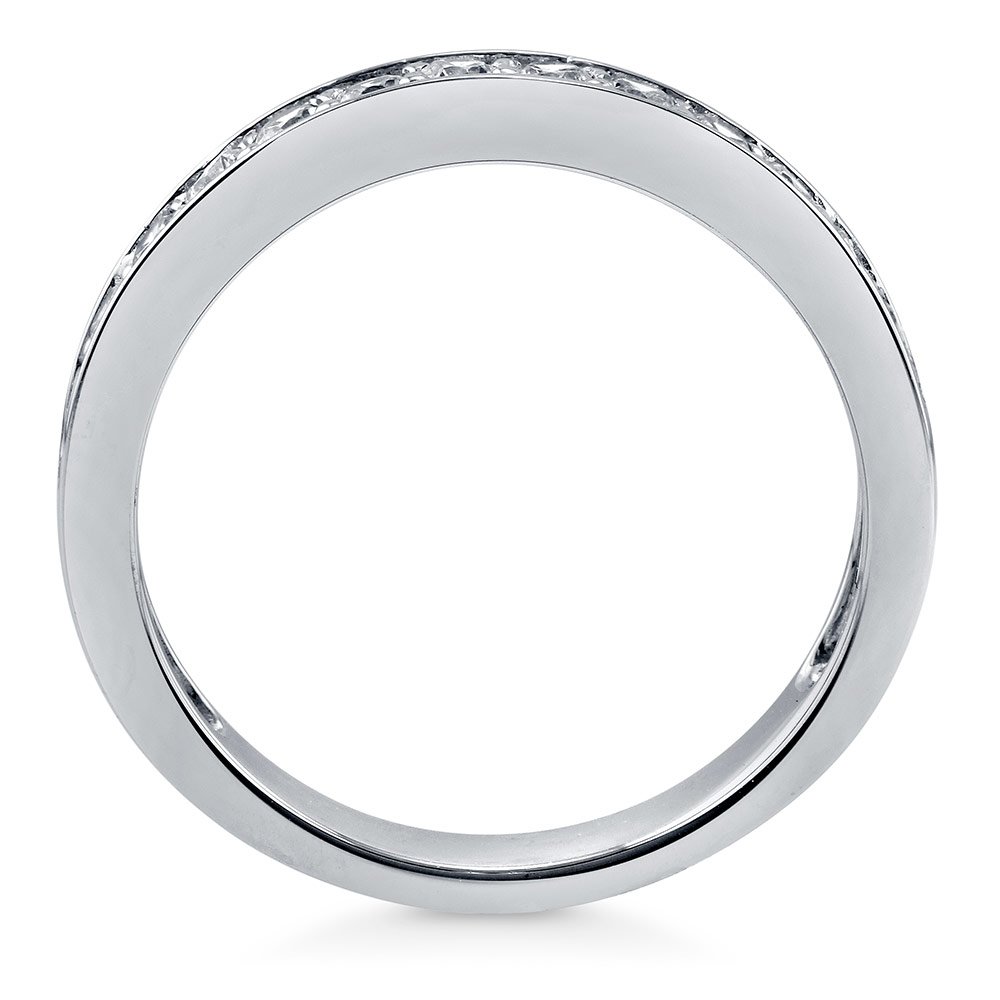 BERRICLE Sterling Silver Wedding Rings Pave Set Cubic Zirconia CZ Anniversary Half Eternity Ring for Women, Rhodium Plated Size 8.5