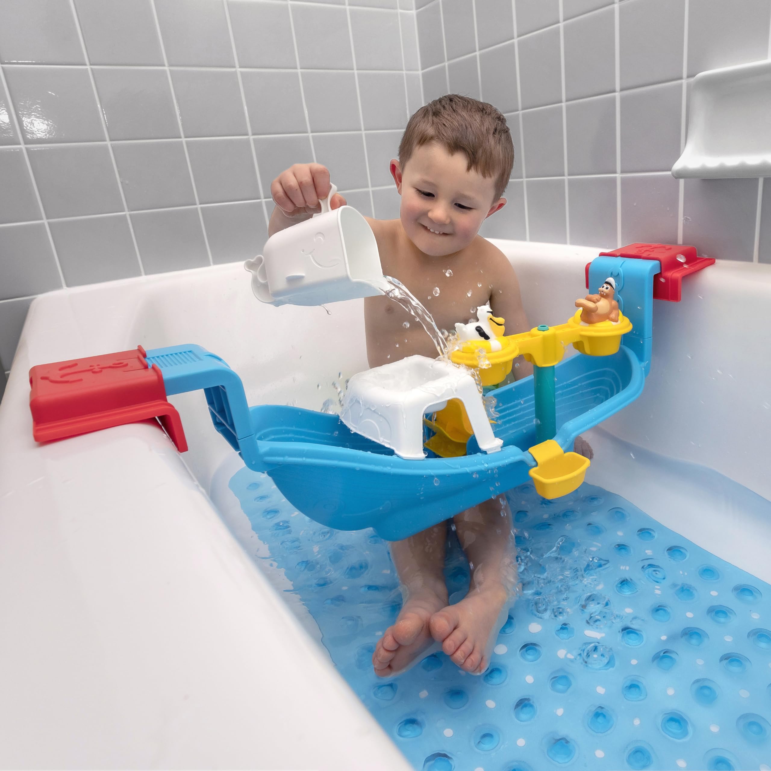 Step2 Nautical Rain Showers Bath Set, Kids Water Table & Sand Activity Sensory Playset, Summer Outdoor Toys, 8 Piece Water Toy Accessories, for Toddlers 1.5+ Years Old