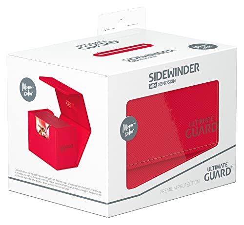 Ultimate Guard Sidewinder 80+, Deck Box for 80 Double-Sleeved TCG Cards, Red, Magnetic Closure & Microfiber Inner Lining for Secure Storage