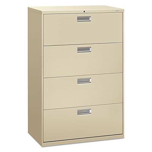 HON Brigade 600 Series 4 Drawer Lateral Legal or Letter File Cabinet in Putty