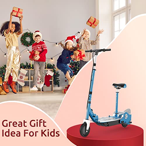 MAXTRA E120 Electric Scooter with Seat for Kids Ages 6-12, 60 Mins Long Battery Life, Removable Seat 2 Riding Styles, 155lbs Max Load, Navy Blue (ML-44GDRS-ES-E120)