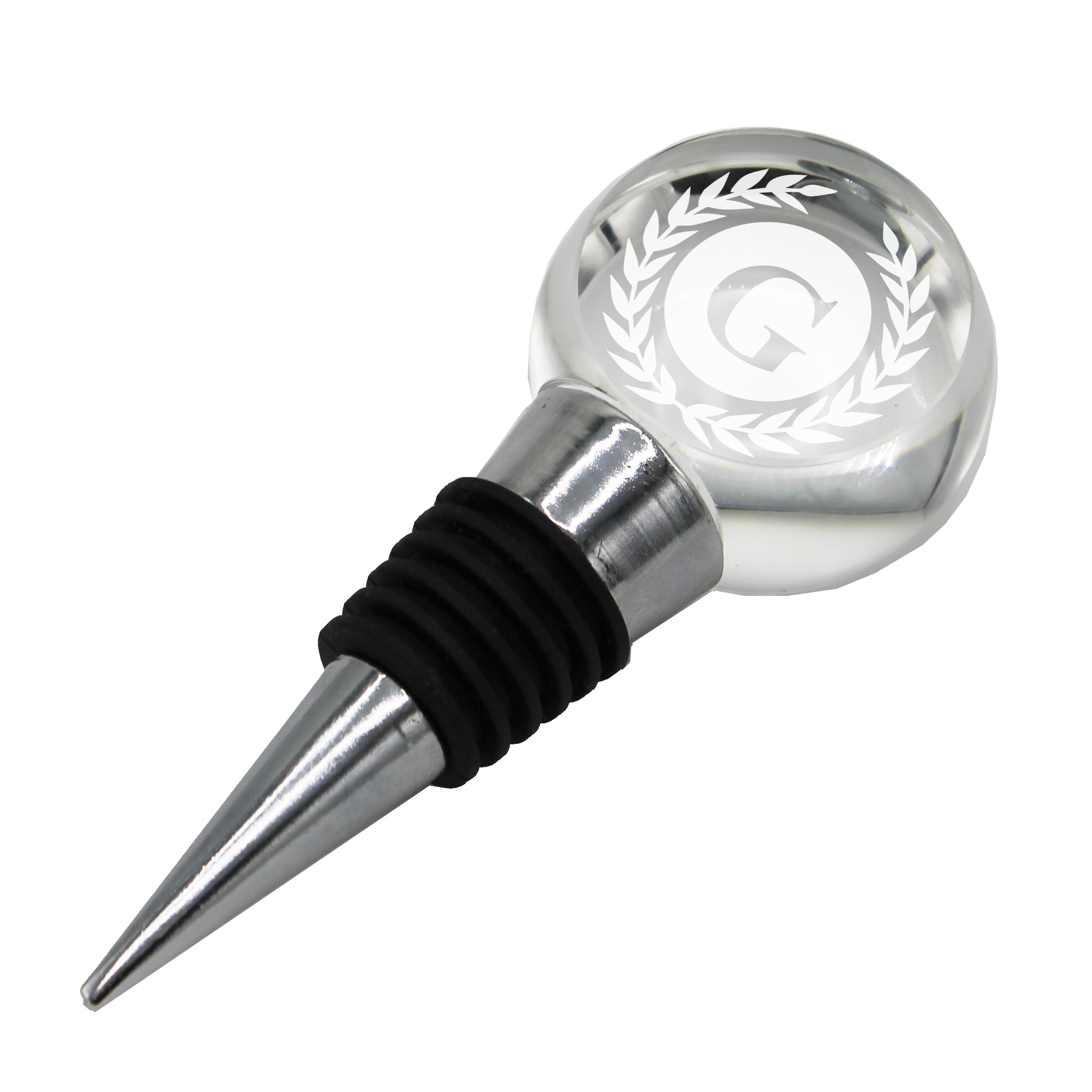Custom Personalized Premium Crystal Glass Wine Bottle Stopper with Box - Engraved and Monogrammed