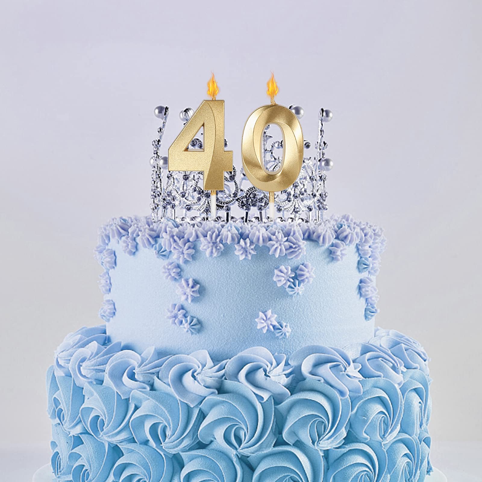 Gold 20th Birthday Candles for Cakes, Number 20 2 Glitter Candle Cake Topper for Party Anniversary Wedding Celebration Decoration