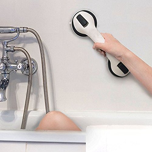FChome Shower Wall Suction Cup Grab Bars,12 Inches Shower Handle Bar Offers Safe Grip with Strong Hold Suction Cup for Safety Grip Grab in Bathroom,Gray