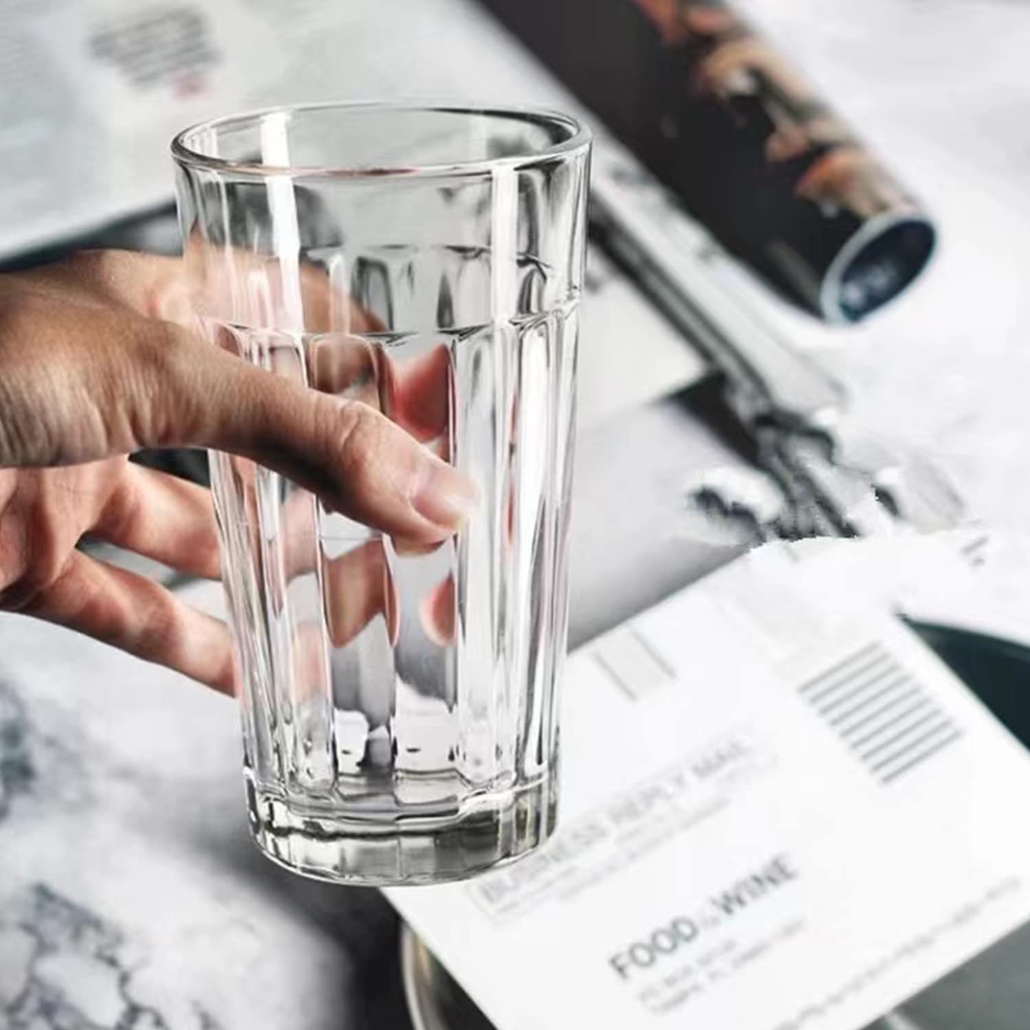 Cadamada Drinking Glasses,11oz Stackable Juice Glasses,Bar Glasses for Cocktails, Wine, Whiskey, Night Parties, Birthday Parties, and Gifts (12PCS)