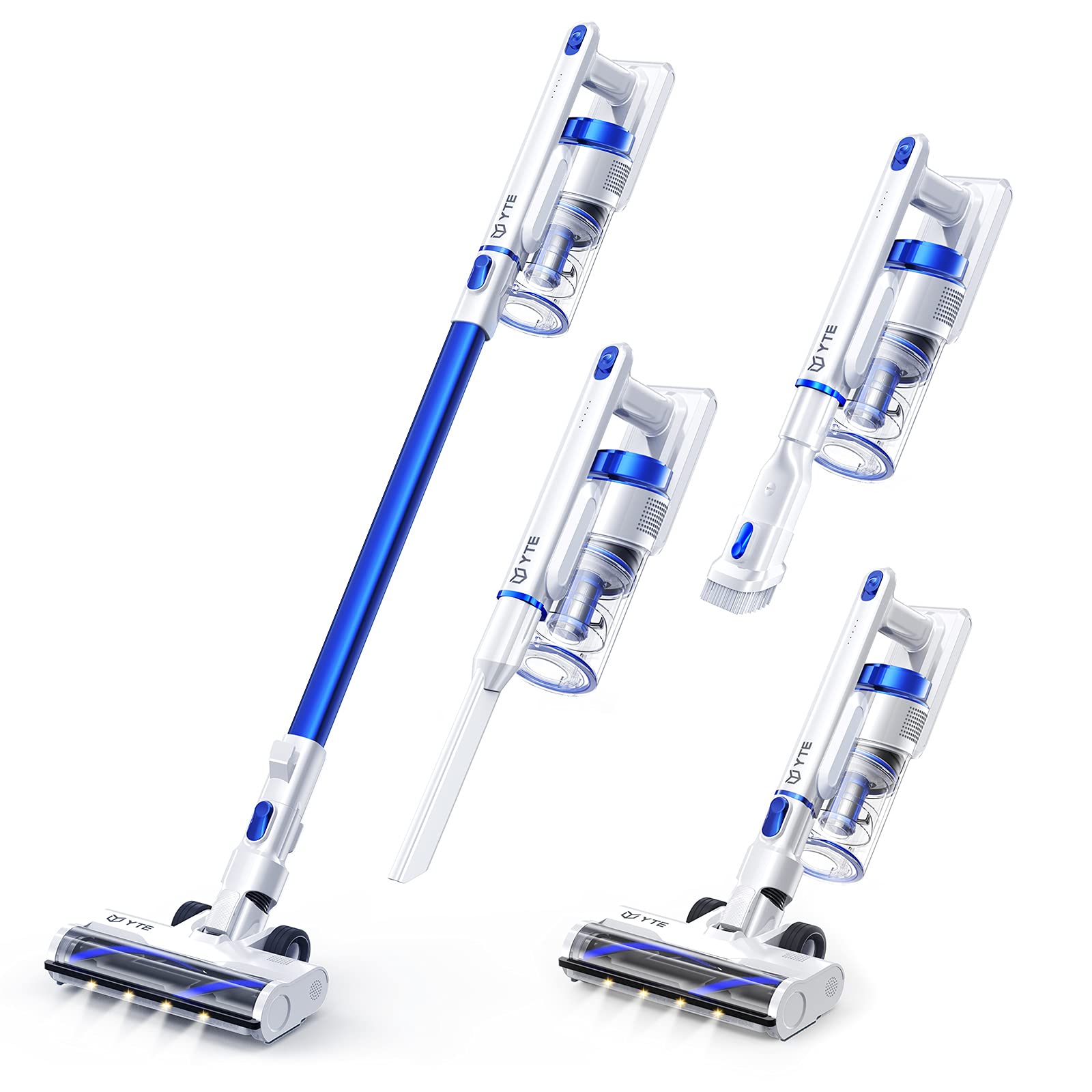 YTE Cordless Stick Vacuum Cleaner, 15KPa Powerful Suction Up to 45 Mins Runtime, 6-in-1 Lightweight Handheld Vaccumm-Cordless with Headlight for Home Hard Floor Carpet Car Pet Hair
