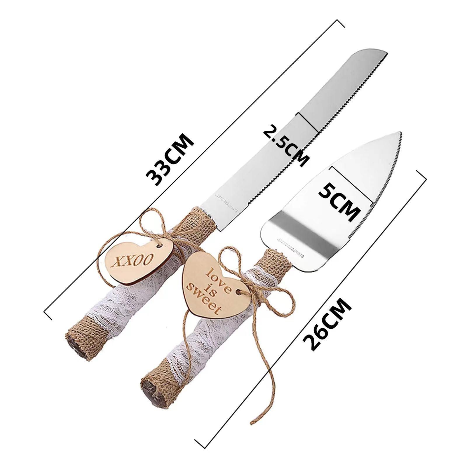 Golden Strawberry 2 PCS Cake Knife and Server Set β Stainless Steel Cake Cutting Set for Cutter Pie Spatula Birthday Anniversary Christmas Gift