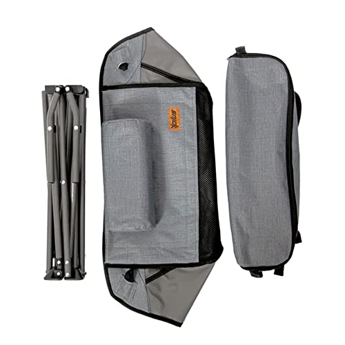MacSports XP High Back Collapsible and Portable Compact Camping Chair with Lumbar Support Steel Frame and Polyester Fabric, Gray
