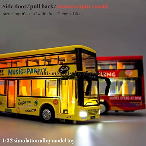 Children's Alloy Double-Decker Bus Toy Bus Model, Boy Toy Bus Simulation Alloy Door Openable Sound and Light Car Model (Size : Alloy Bus)