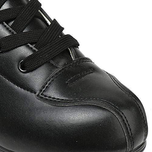 Gets Womens Roller Skates Light Up Wheels, Artificial Leather Adjustable Double Row 4 Wheels Roller Skates Shiny Skates for Teens,Adult (Black Wheel,38-US: 7)