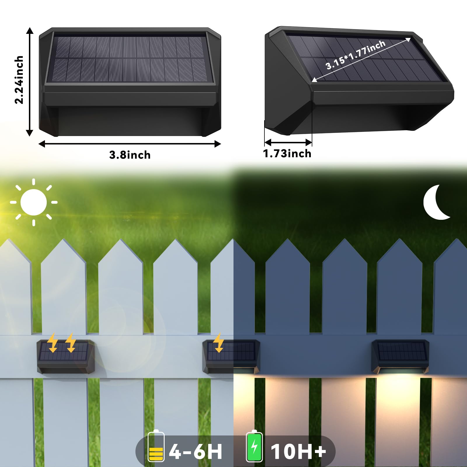 Bridika Solar Fence Lights 8 Colors, Warm White, Cool White and RGB, Bright Deck Lights Solar Outdoor Waterproof, Dusk to Dawn Fence Lights for Backyard, Patio, Railing, Wall, Step (12 Pack)