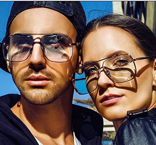 COASION Tony Stark Sunglasses Costume Eyewear Retro Square Aviator Sun Glasses Frames for Men Women (Black/Gradient Dark Blue)