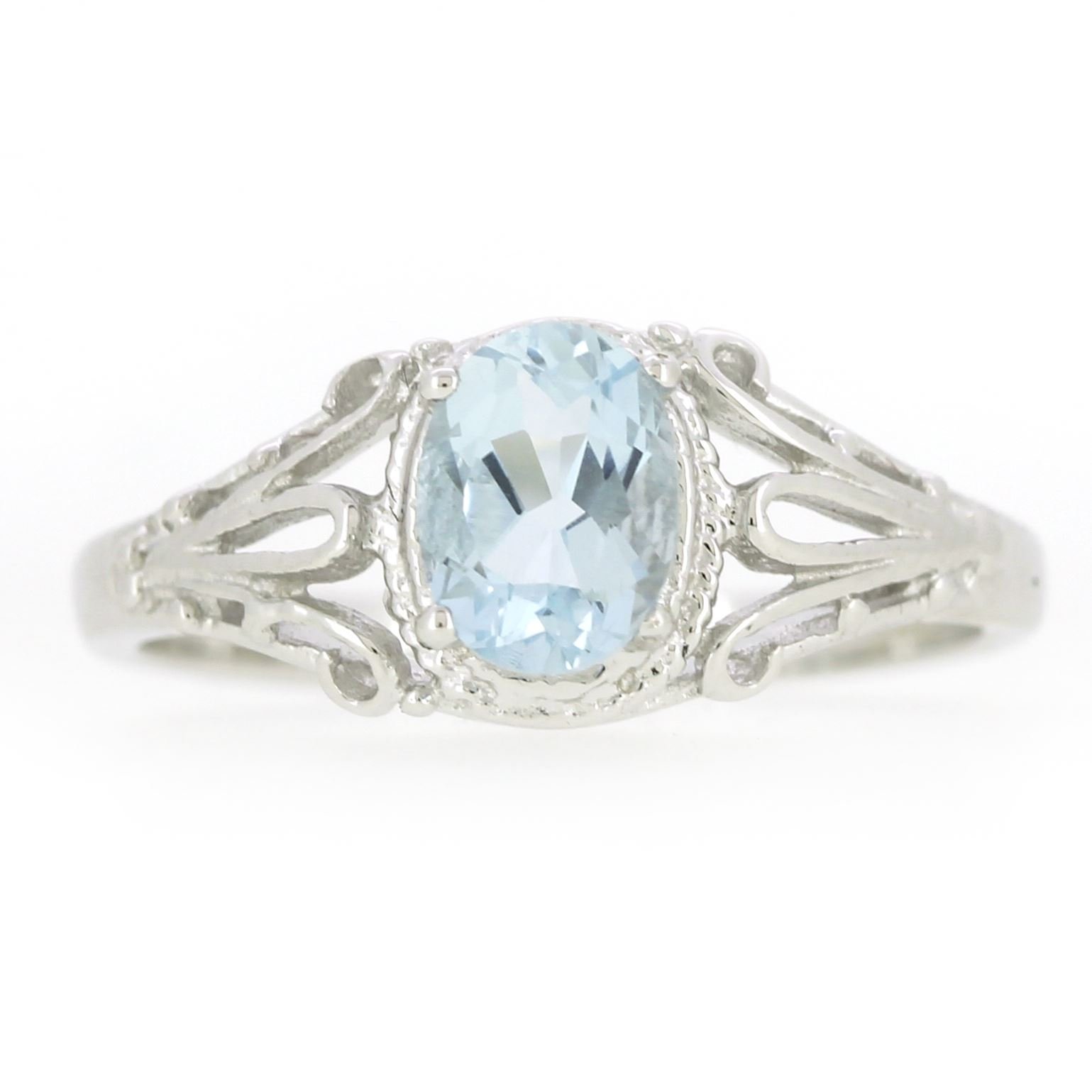 BL Jewelry Filigree Sterling Silver Oval Cut Natural Aquamarine Ring (3/4 CT.T.W) in Vintage Style (7)