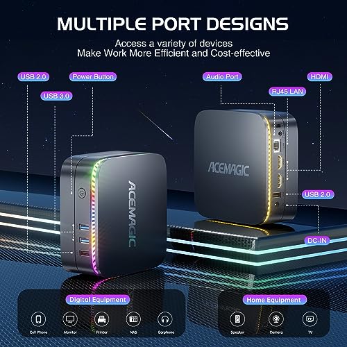 Mini PC RGB AK1 Plus, Intel N95(up to 3.4GHz) 12th Gen Processor Mini Desktop Computer, 16GB RAM 512GB SSD, Dual 4K HDMI, Windows 11 Small PC, 2.4/5G WiFi, Bluetooth, Business/Office/HTPC