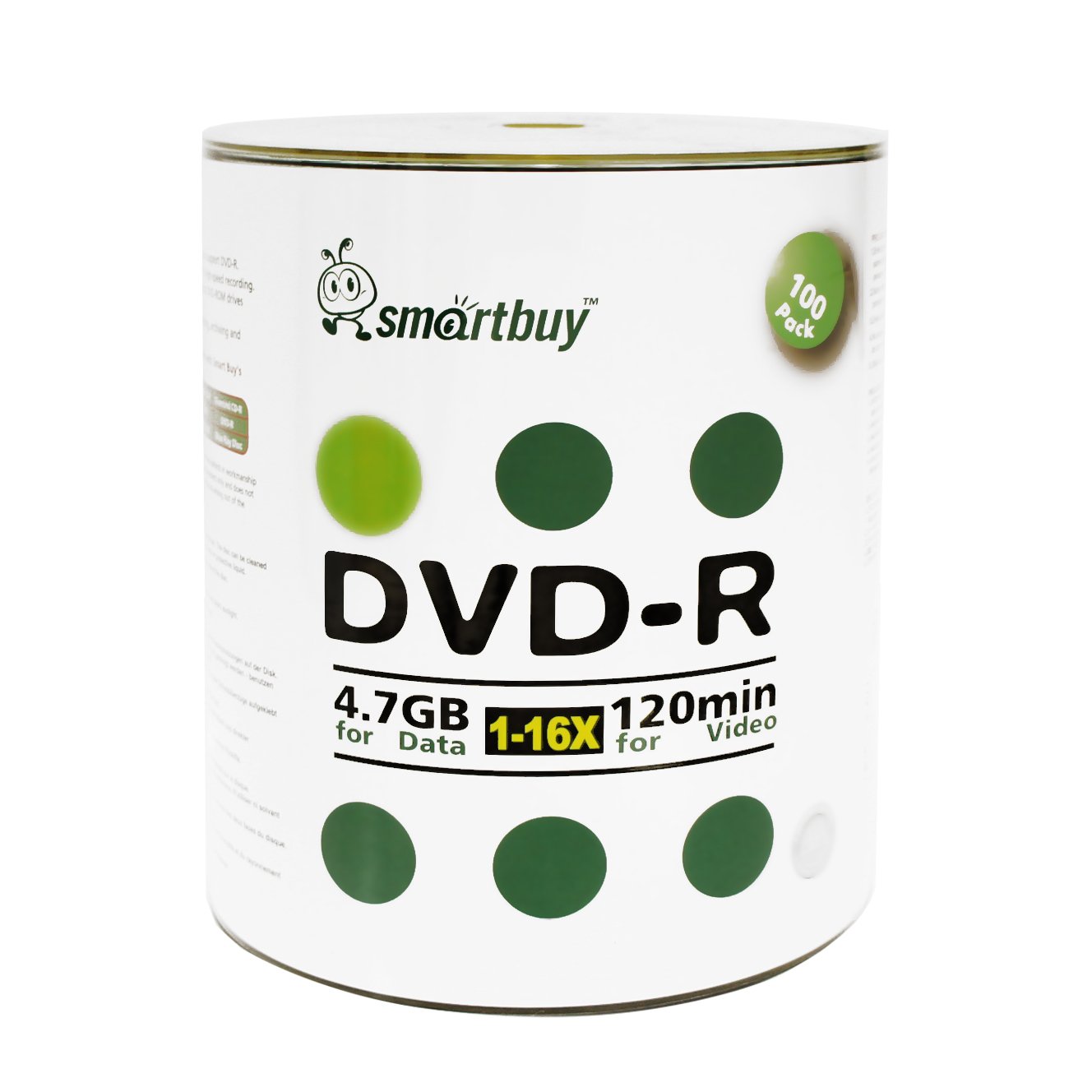 Smartbuy 400-disc 4.7gb/120min 16x DVD-R Logo Top Blank Data Recordable Media Disc