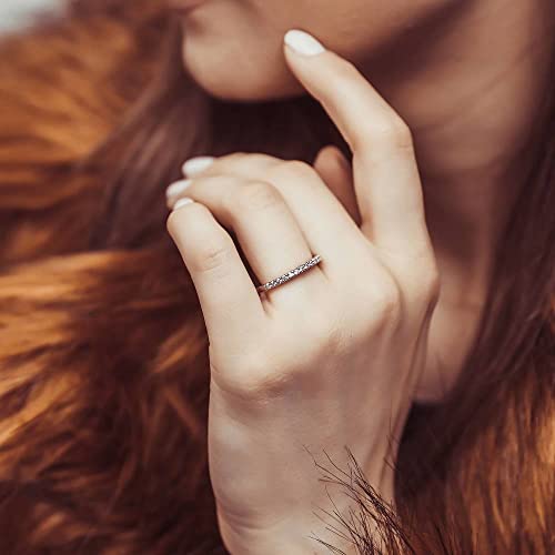 BERRICLE Sterling Silver Wedding Rings Cubic Zirconia CZ Half Eternity Ring for Women, Rhodium Plated Size 8