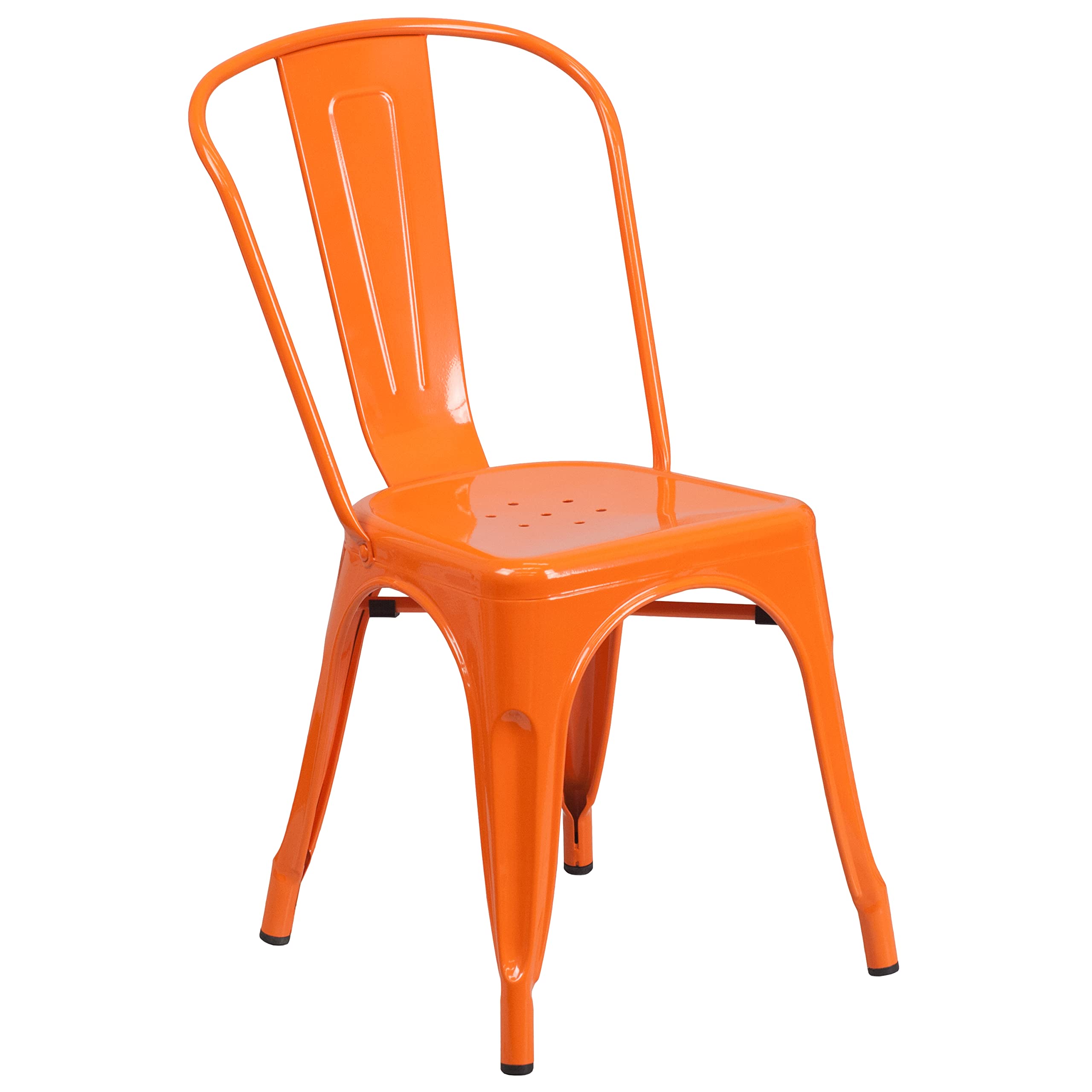Flash Furniture Commercial Grade 24" Round Orange Metal Indoor-Outdoor Table Set with 2 Cafe Chairs