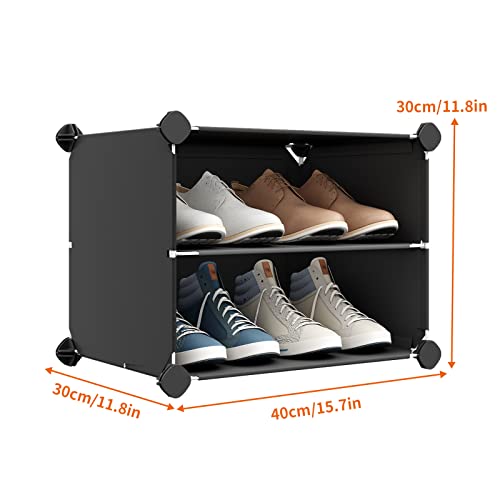 MAGINELS Shoe Rack Organizer for Entryway Closet Expandable 32 Pairs 8 Tier Shoe Storage Cabinet Narrow Standing Stackable Space Saver Shoe Rack for Entryway, Hallway and Closet,Grey