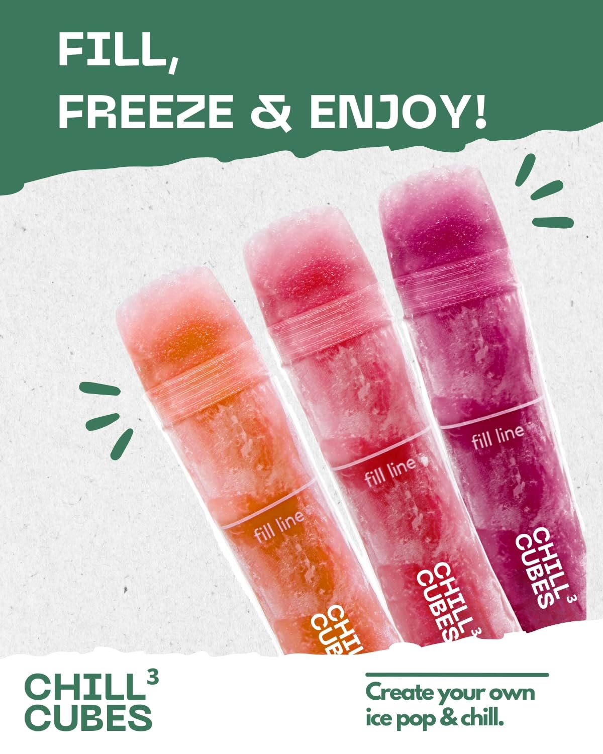 CHILL³CUBES 200 Disposable Popsicle Mold Bags - Easy Fill & Zip Seal, Popsicle Sleeves Bags for DIY Frozen Treats, Parties & More - BPA-Free