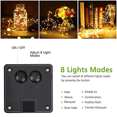 YYGB Solar String Lights Outdoor, 100 LED 10M Solar Garden Lights, Waterproof Copper Wire Solar Fairy Lights with 8 Modes, for Tree, Garden, Home, Wedding, Party