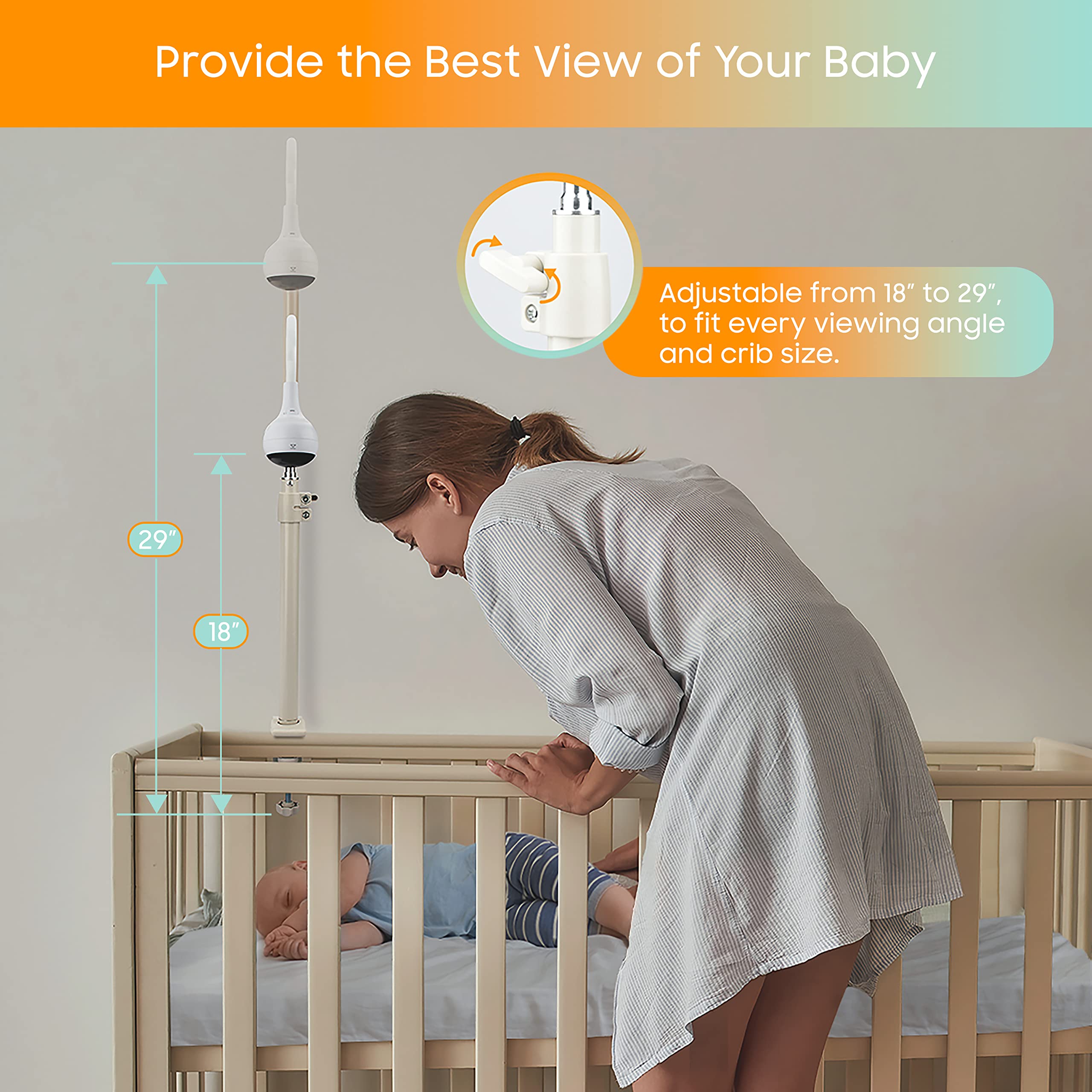 CHILLAX Crib Mount Universal Baby Camera Holder Baby Camera Stand Compatible with Most Branded Baby Camera wtih 1/4” Tripod Mount like, Motorola, Infant Optics, Vtech.