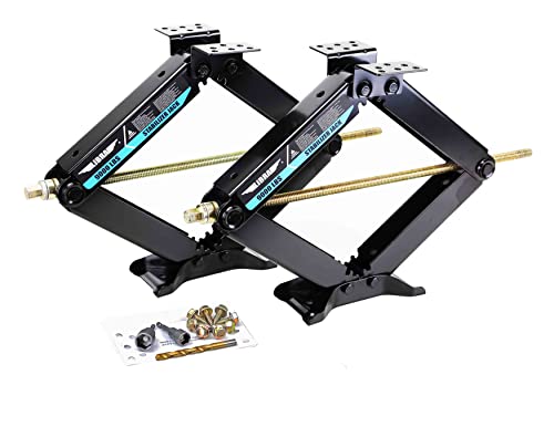 Set 2 LIBRA True HD 9000# 24" RV Trailer Stabilizer Leveling Scissor Jacks w/Dual Power Drill Sockets & Full Installation Kit …