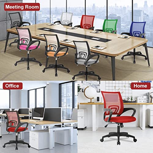 Ergonomic Office Desk Chair, Mid Back Thick Cushion Seat Computer Task Chair with Lumbar Support & Mesh Back, Swivel Rolling Adjustable Home Executive Gaming Chair for Home Office Reading Working