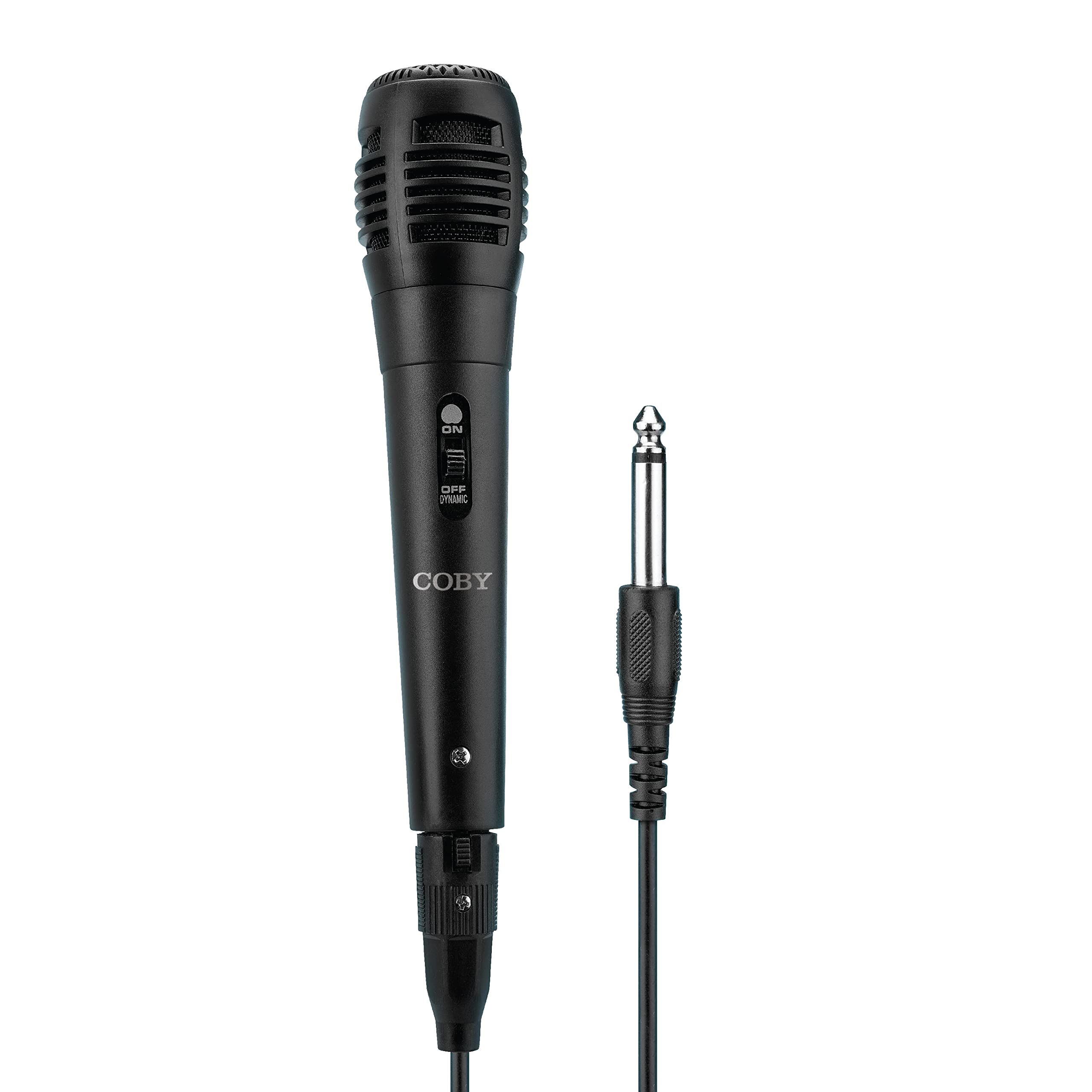 Coby Dynamic Vocal Wired Microphone | Audio Receiver for Singing, Karaoke, Recording | Karaoke Microphone for Parties, Dorm, Birthdays | Mic with Aux Input & Detachable 10-FT Cable for Party Speakers