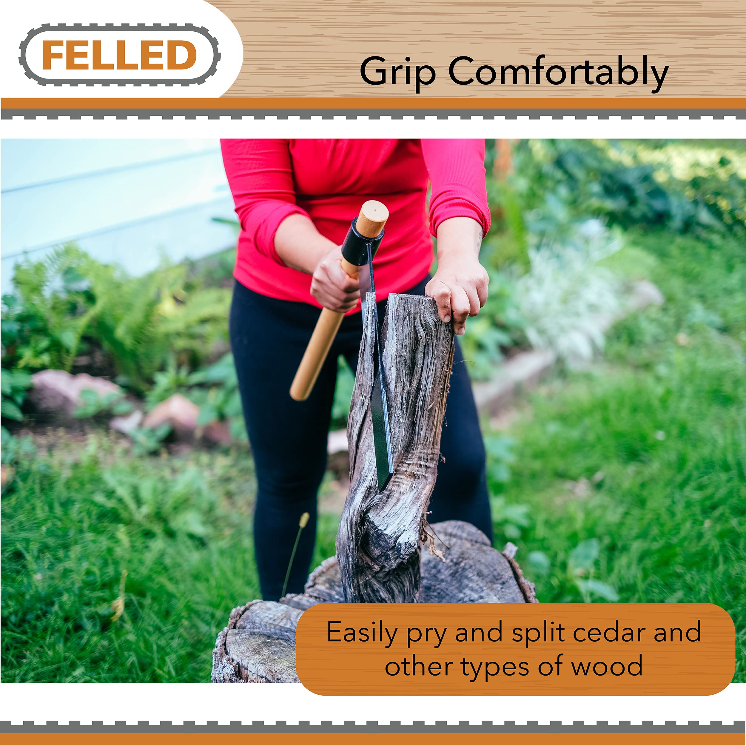 Felled Shingle Froe Tool, 15in Splitting Froe Blade & 18in Froe Knife Handle β Froe Axe Kindling Axe Wood Froe Tool
