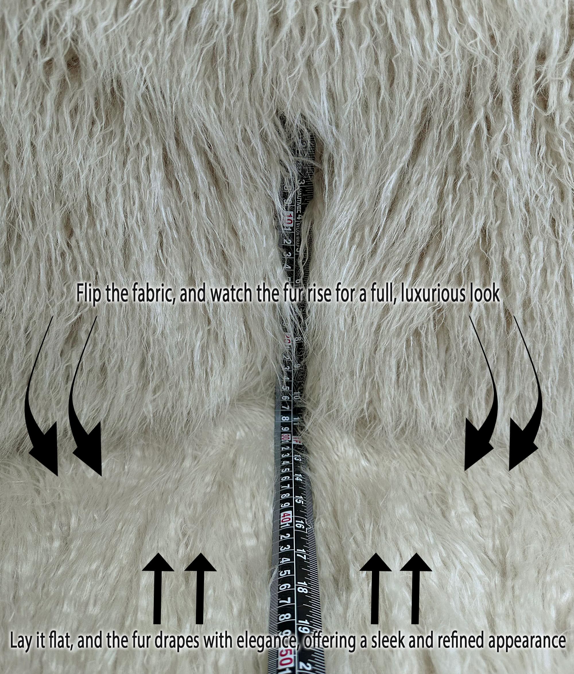 Fabric Empire 2.3oz Faux Curly Yak Fur Fabric 3.5" Long Pile Japanese Yarn / 58" Wide/Sold by The Continuous Yard (Latte Cream)