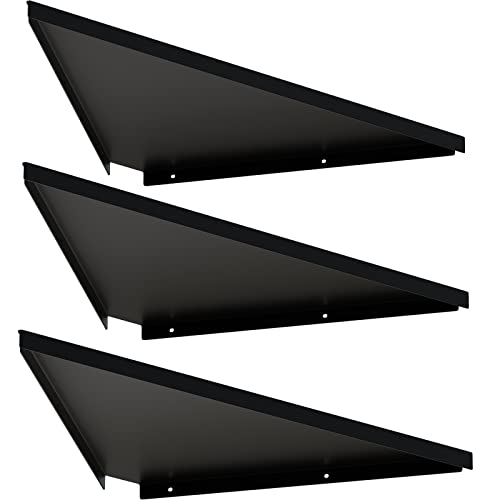 LEOPO 3 Pack Corner Mounting Shelf, Heavy Duty Corner Floating Shelves, Easy to Install Metal Corner Shelves, Black