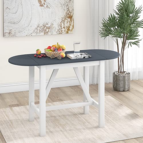 Harper & Bright Designs 3 Piece Counter Height Kitchen Dining Set with Drop Leaf Dining Table and 2 Dining Padded Chairs, Dining Room Set for Small Places, White
