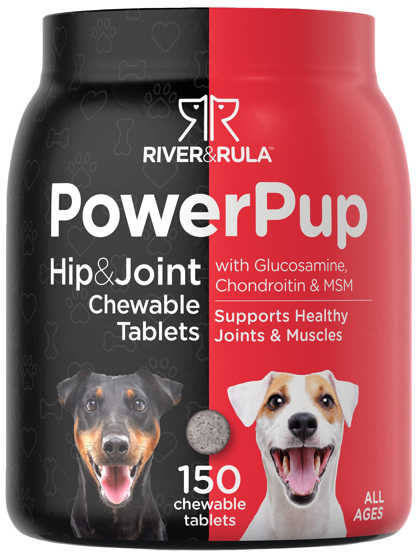 Horbäach Glucosamine for Dogs | 150 Chews | Hip and Joint Supplement for Dogs | Glucosamine, Chondroitin, MSM, Turmeric and More | Non-GMO & Gluten Free | by River & RULA