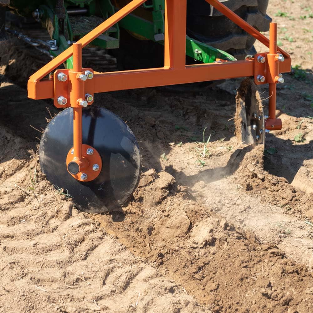 Titan Attachments 3 Point 48" Adjustable Disc Bedder Fits Cat 1 Tractors, Quick Hitch Compatible, Cultivator Garden Bedder and Hiller Attachment, 16" Disc Blades for Outdoor Field Work
