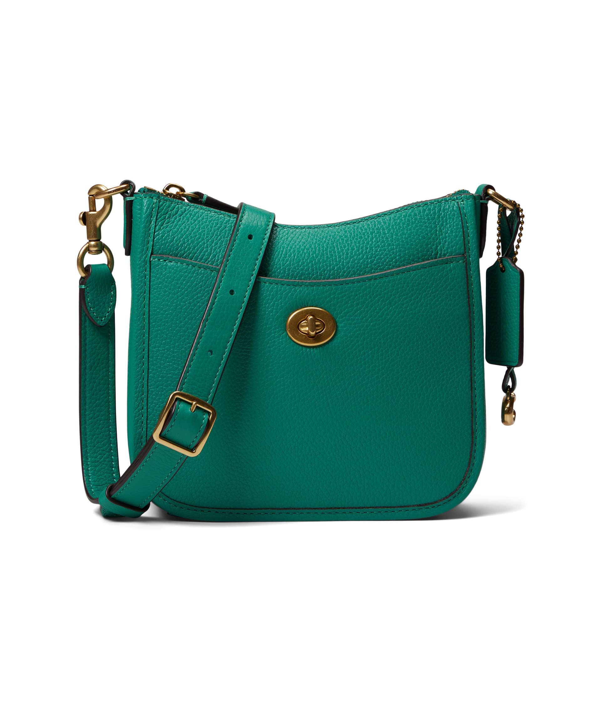 COACH Polished Pebble Leather Chaise Crossbody 19 Bright Green One Size