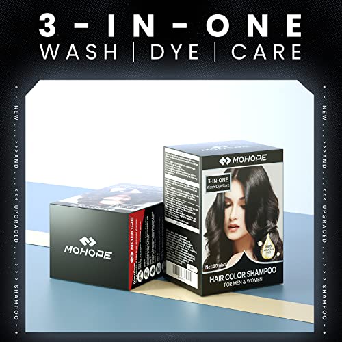 MOHOPE Black Shampoo for Grey Hair 30ml x 10Pcs | Revolutionary Instant Hair Dye | Semi Permanent Magically Only 10 Minutes Last 30 Days | Safe Natural Ingredients