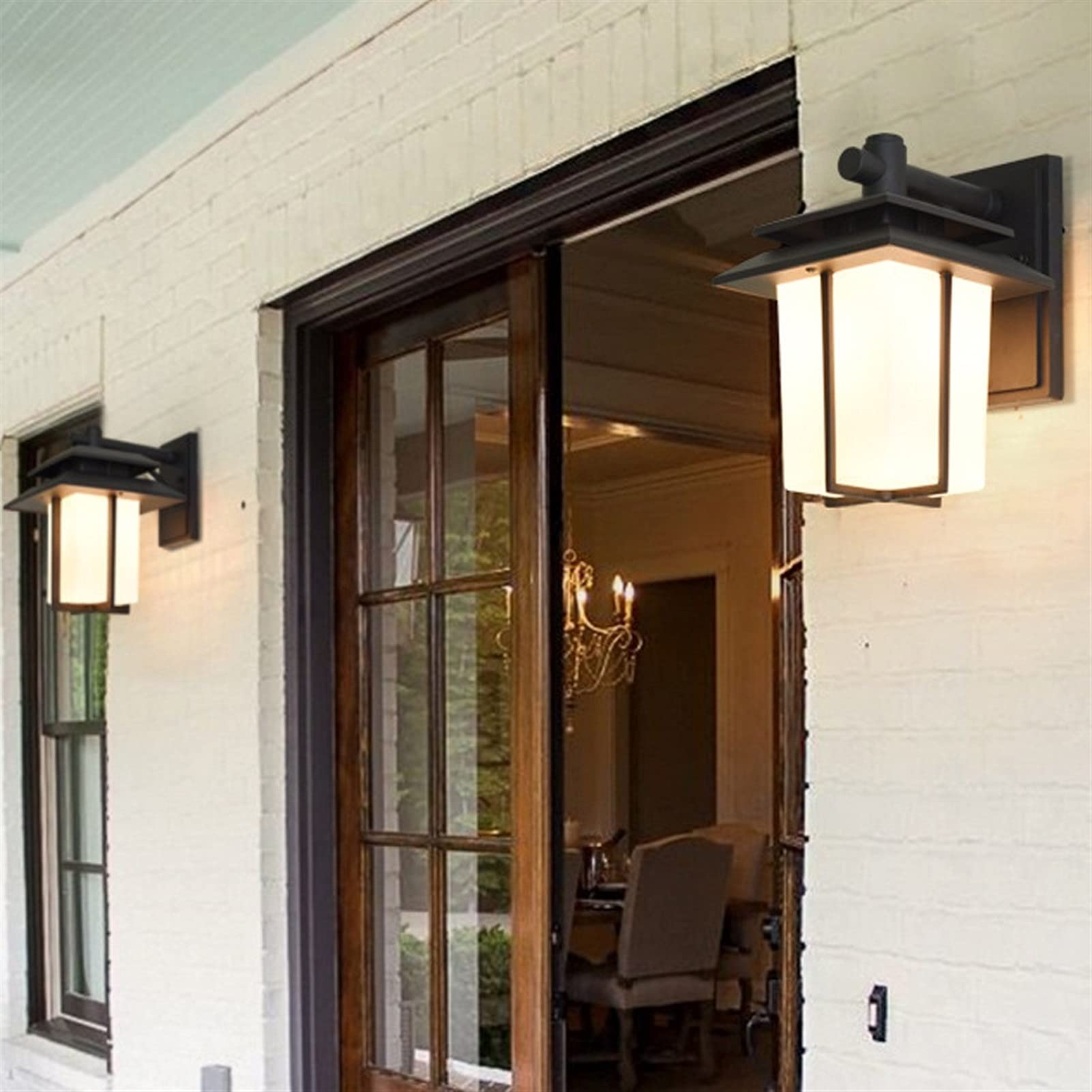 Quality wall lamps LED Outdoor Wall Light, Black with Transparent Water Glass, Photocell Sensor, 580 Lumens, Dusk to Dawn Light Sensor, Anti-Rust, Garden, Courtyard, Home, Decorative Lights, Residenti
