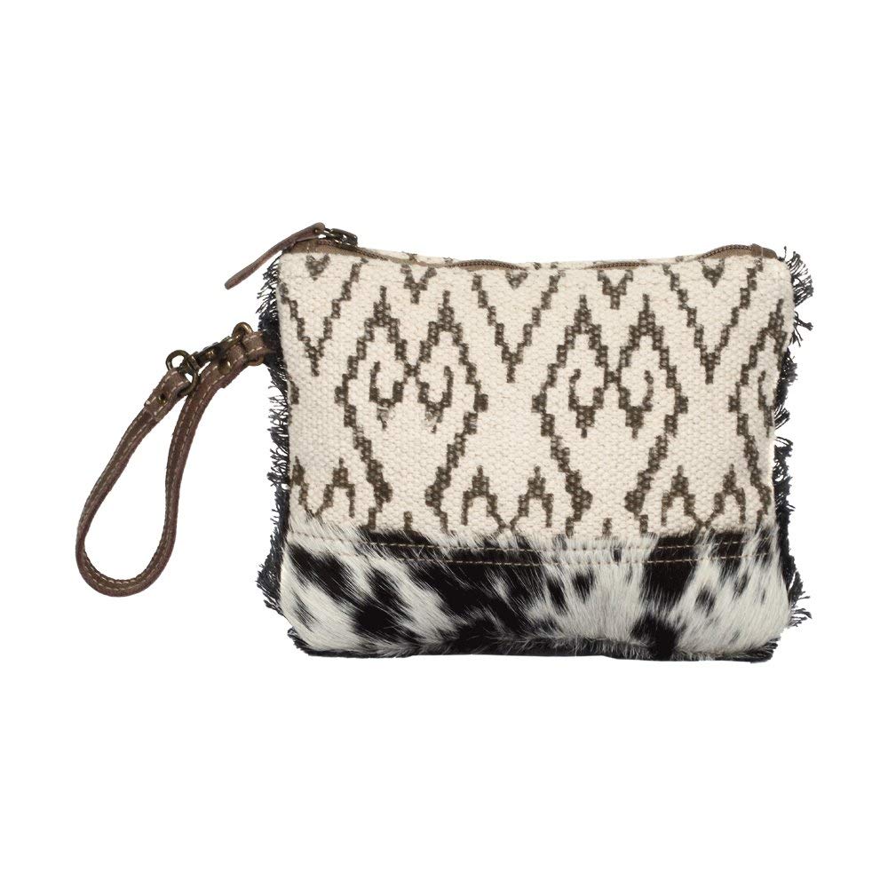 Myra Bag Ambition Upcycled Canvas & Cowhide Wristlet Pouch Bag S-1337