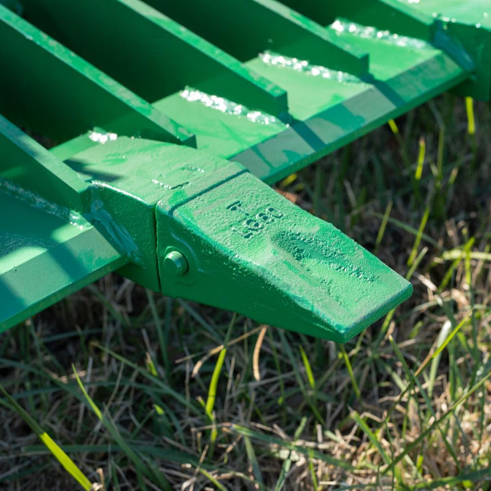 Titan Attachments 72in Fine Grade Rock Grapple Skeleton Bucket with Teeth, Fits John Deere Tractors with Hook and Pin Connection