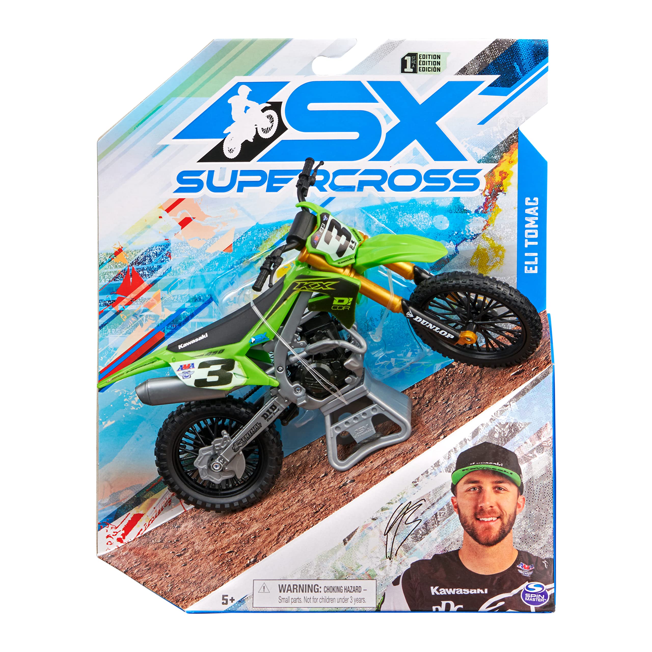 Supercross, Authentic Eli Tomac 1:10 Scale Collector Die-Cast Motorcycle Replica with Display Stand