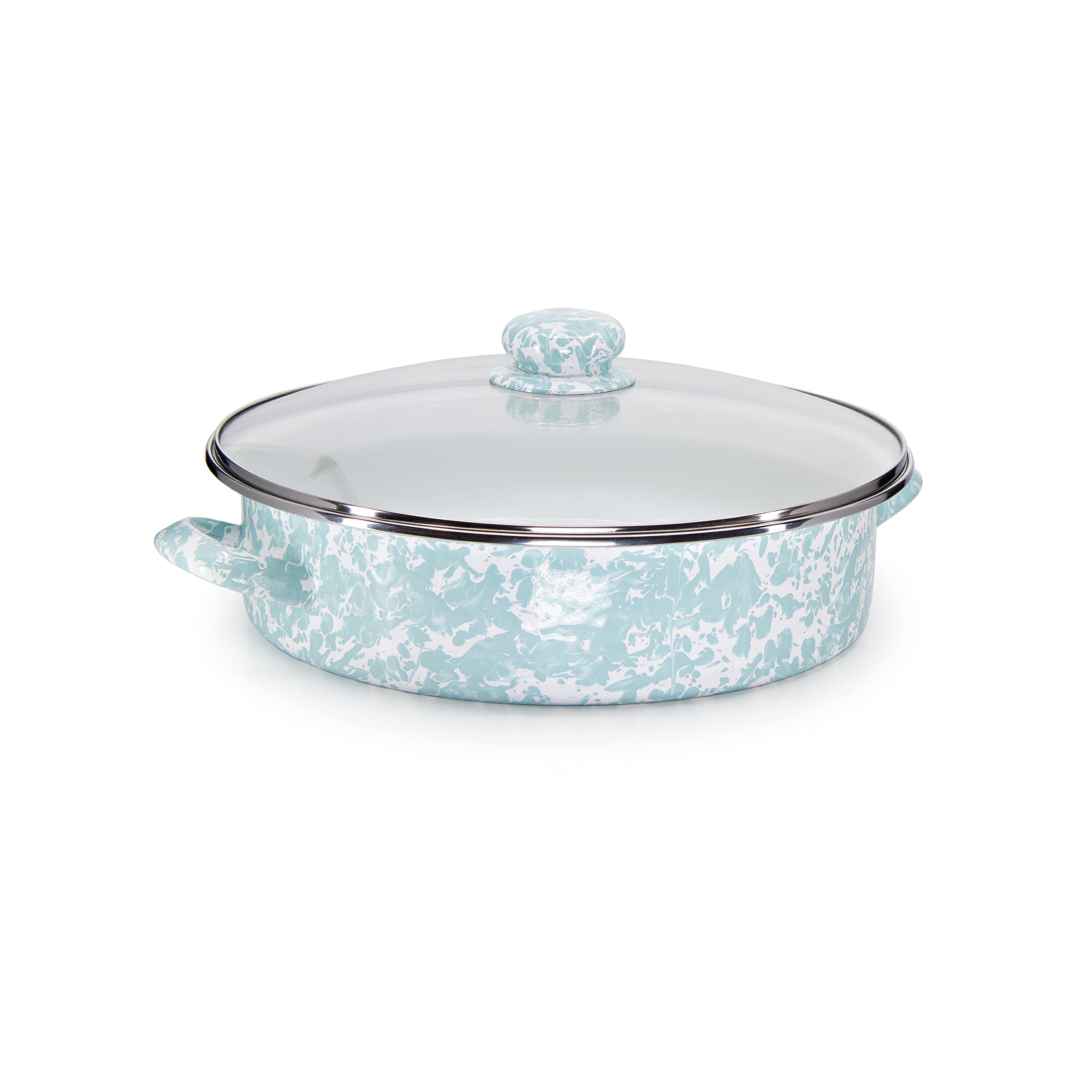 Golden Rabbit Enamelware - 5qt Saute Pan (Sea Glass Swirl)