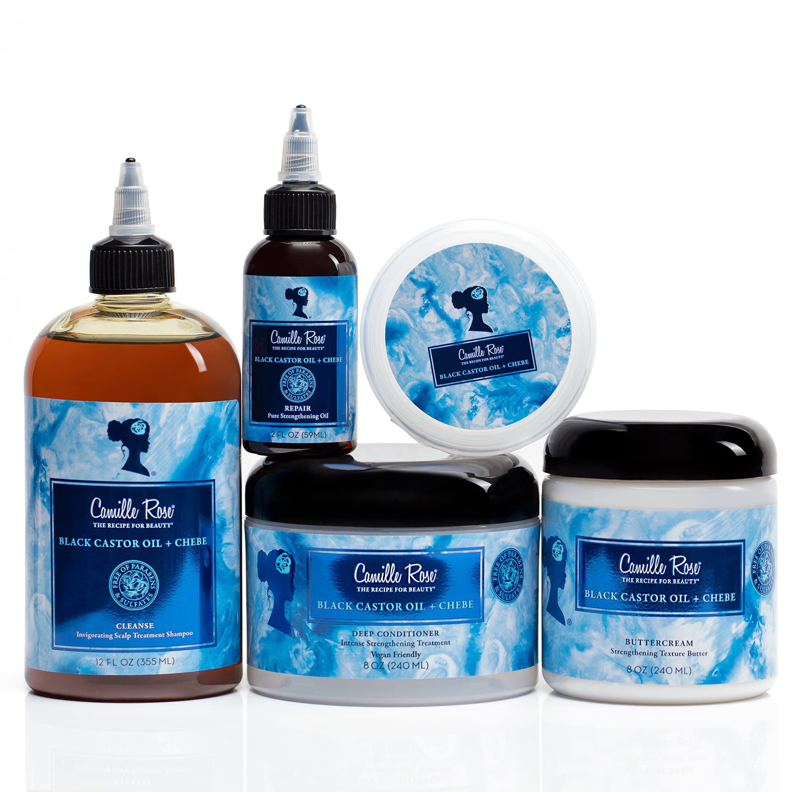Camille Rose Black Castor Oil & Chebe Edge Control | 2 oz | Strengthening and Smoothing Gel for Hair Shine and Sculpting
