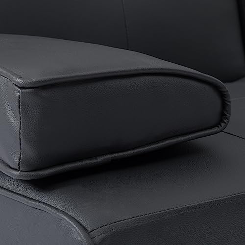 ERYE Upholstered Futon Sofa Sitting Space Loveseat Convertible Sleeper Couch Bed for Apartment Office Home Gym Living Room Furniture Sets Sofabed, Black PU Leather Tufted Cupholders Metal Legs