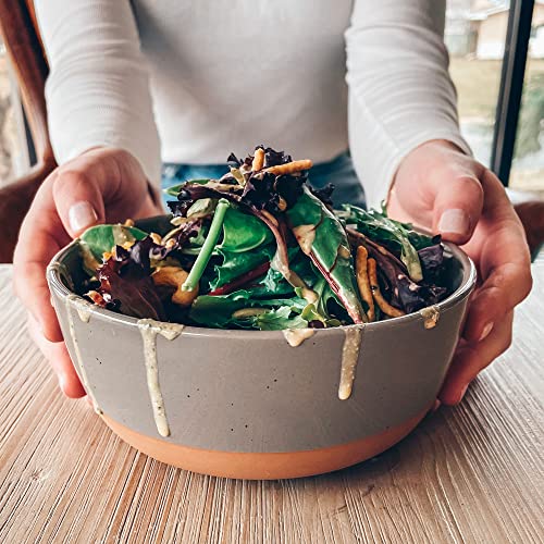 Mora Ceramic Flat Bowls Set of 4-25 oz- For Soup, Salad, Rice, Cereal, Breakfast, Dinner, Serving, Oatmeal, etc - Microwave, Dishwasher and Oven Safe Porcelain Bowl for Eating and Kitchen - Neutrals