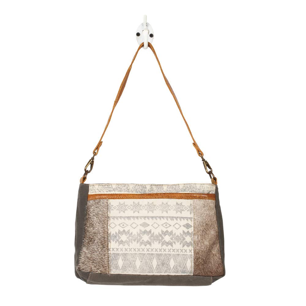 Myra Bag Classical Upcycled Canvas & Cowhide Leather Shoulder Bag S-1222, One Size For Women